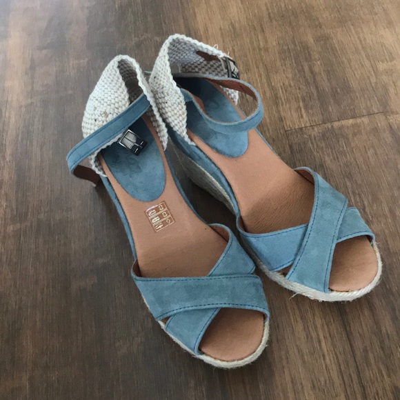 pinaz | Shoes | Pinaz Suede Blue Wedge | Poshmark